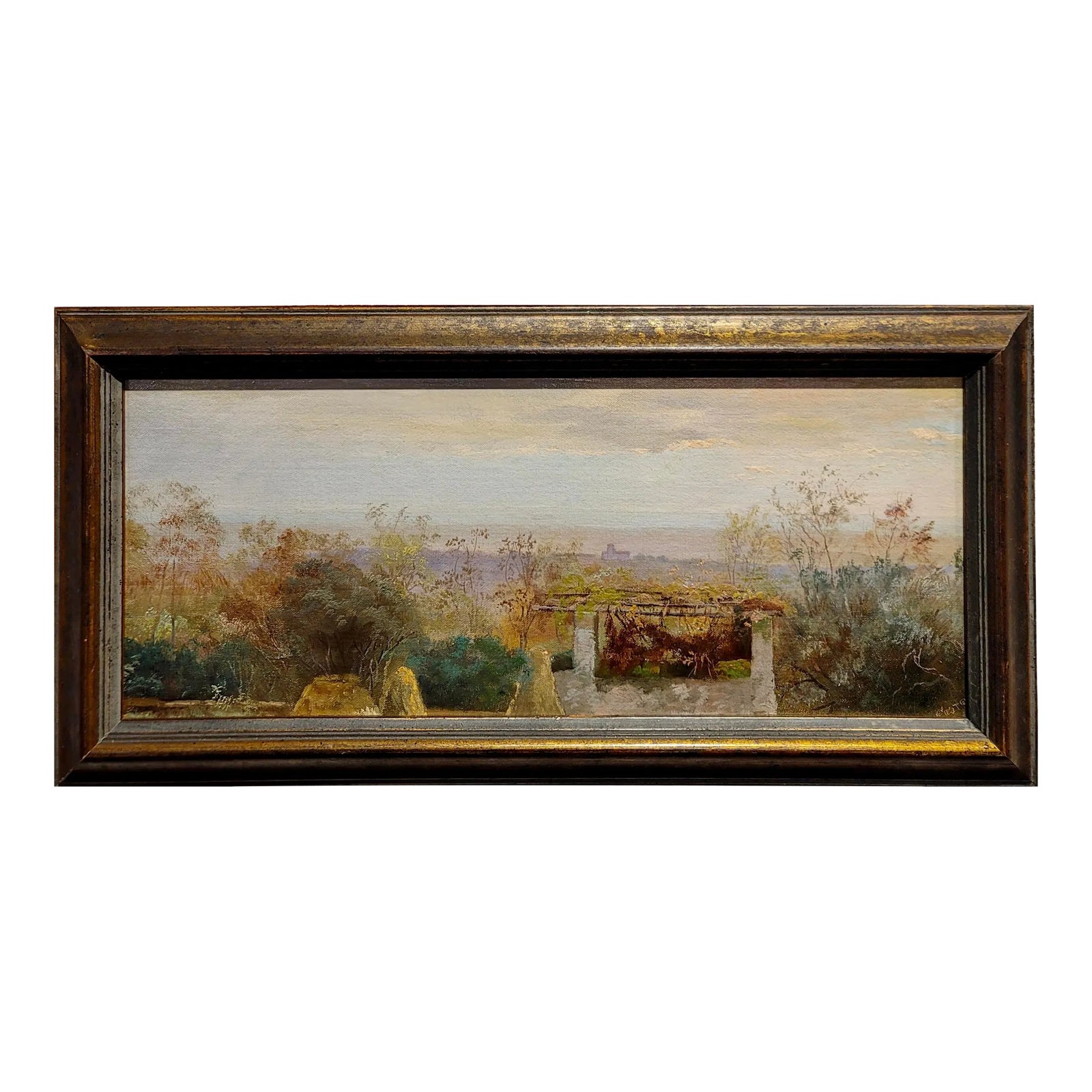 Edward Custer -19th Century Italian Farm Landscape-Impressionist Oil ...