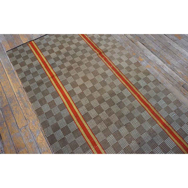 1890s Brown Gray Checkerboard Antique American Shaker Rag Rug 3' X 12'6 ...