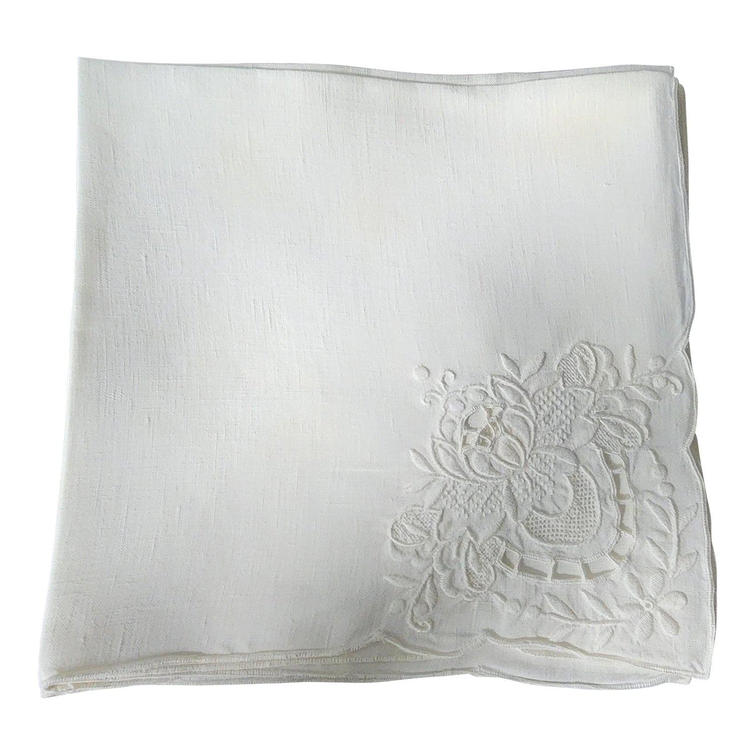 Beautiful Vintage Italian Embroidered Fine Linen Napkins - Set of 8 ...