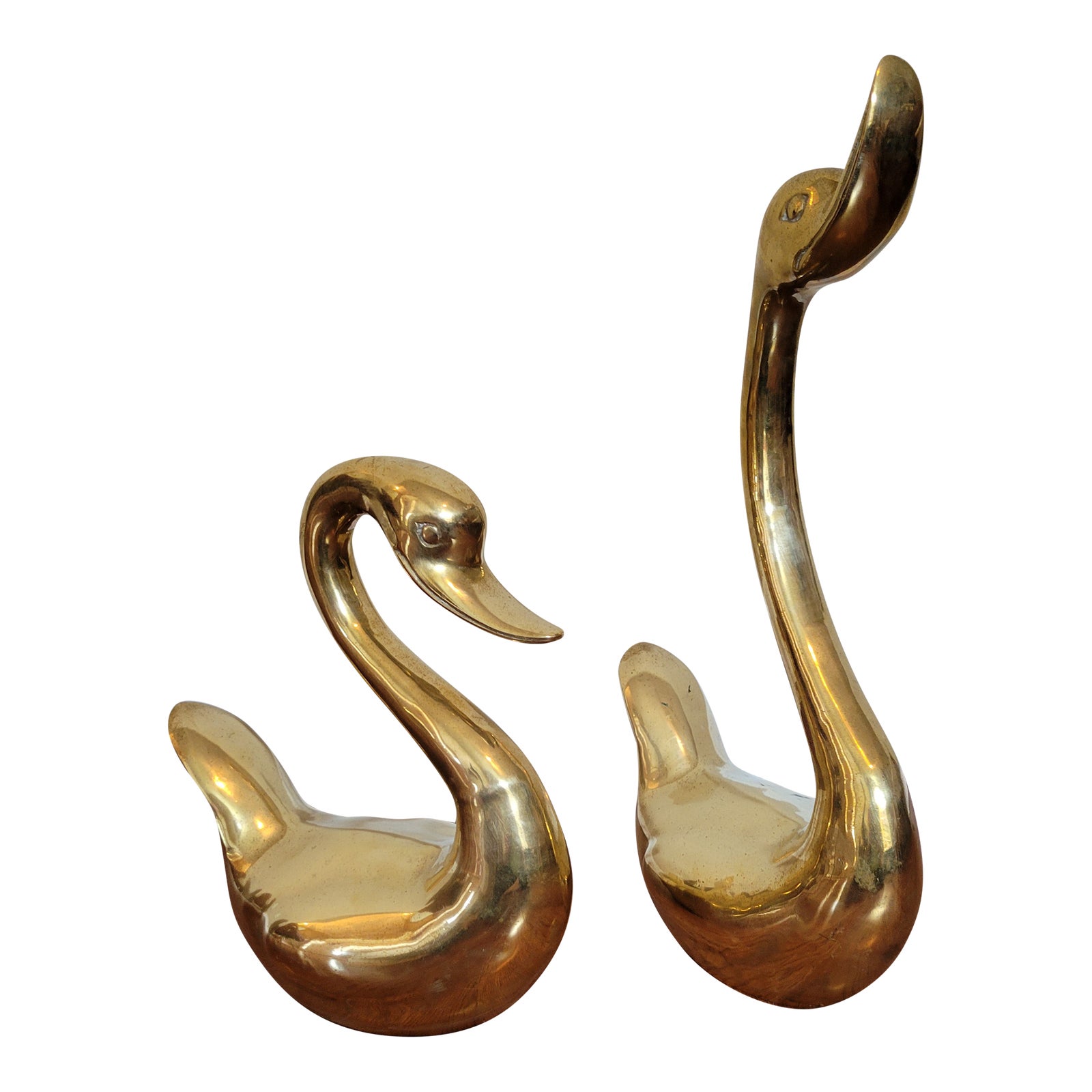 Vintage Large Decorative Brass Swans- Set of 2 | Chairish