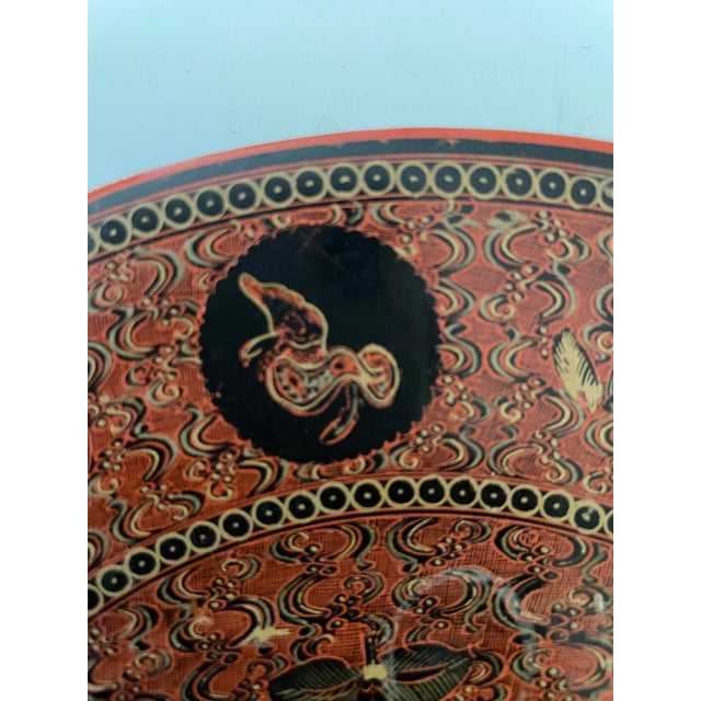 Early 20th Century Antique Burmese Lacquerware Plate of Palace With ...