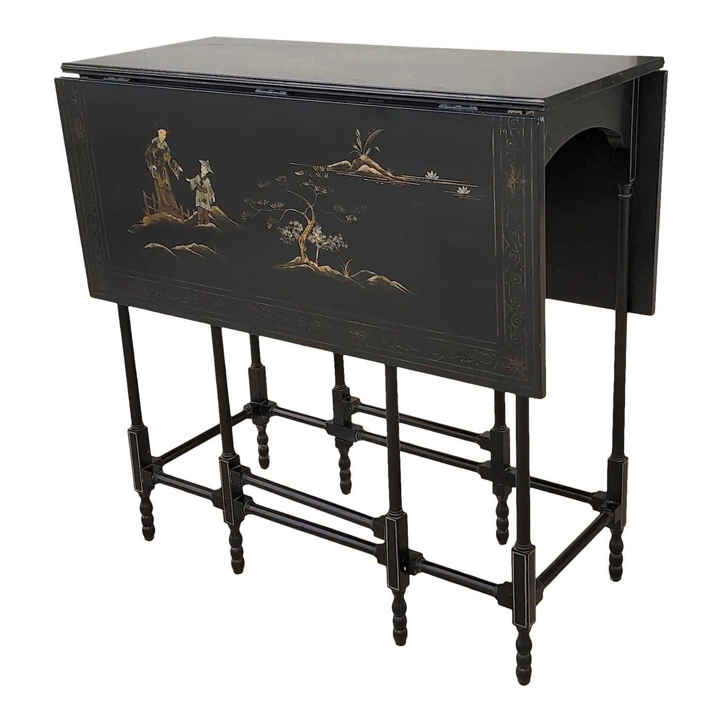 Chinoiserie Spider Leg Drop Leaf Table | Chairish