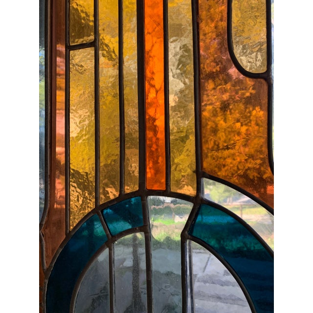Vintage Modernist Outrageous Artist Made Stained Glass Hanging Panel ...