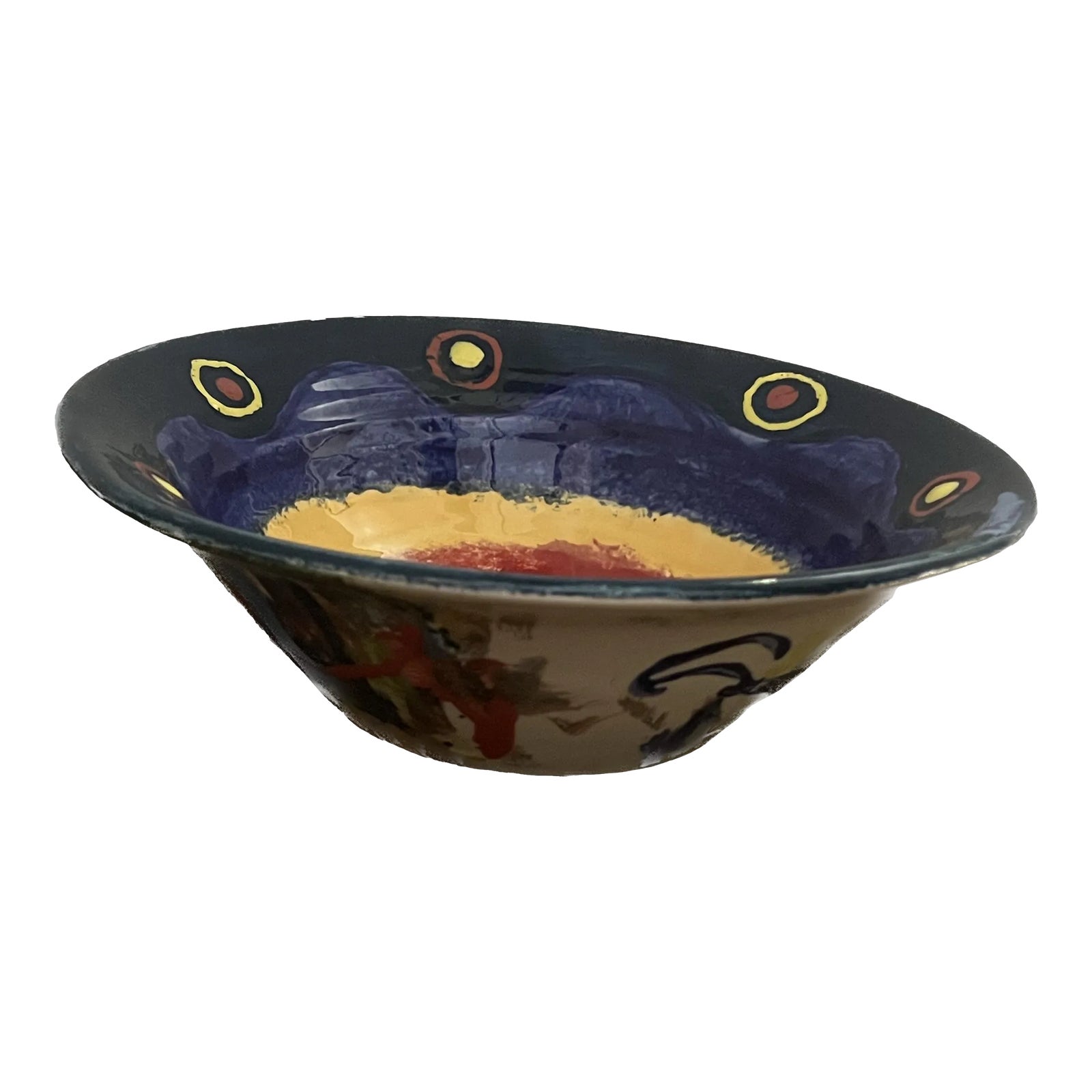 Late 20th Century Large Multi-Colored Decorative Bowl Signed by ...