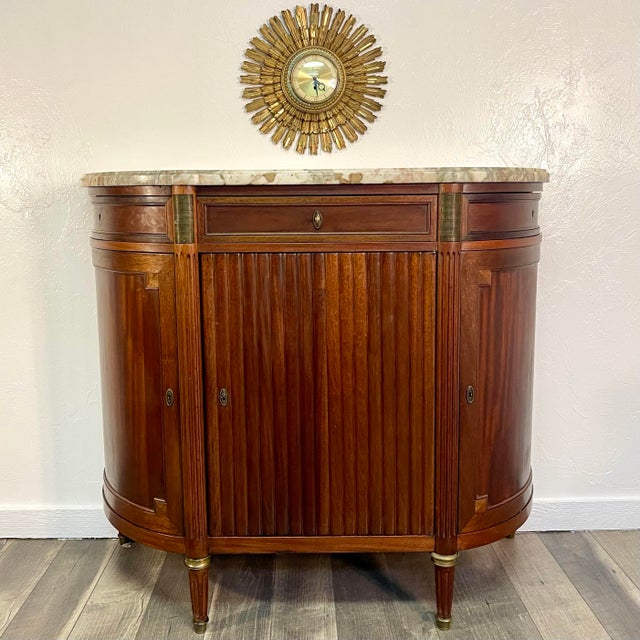 French Mahogany Marble Top Reeded Sideboard 19th C | Chairish