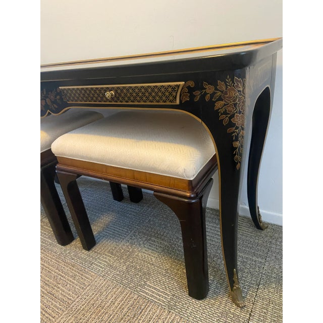 20th Century Chinoiserie Drexel Et Cetera Heritage Ebonized & Burl Wood ...