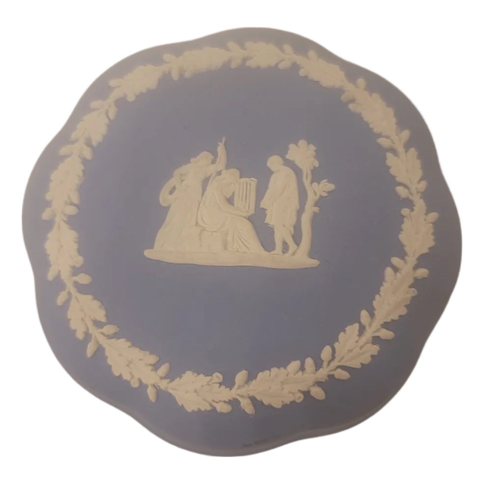 1960s Wedgwood Jasperware Blue Lobed Dish & Lid Trinket Box ...