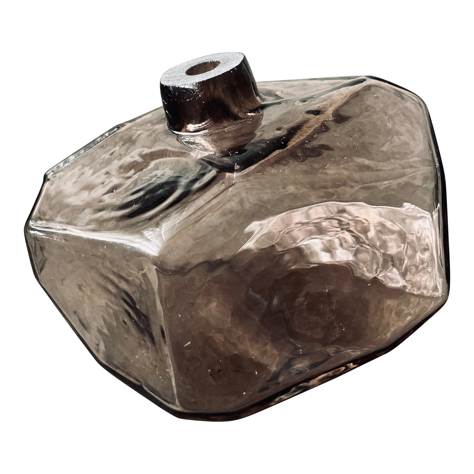 Late 20th Century Amethyst Blown Glass Geode Vase | Chairish