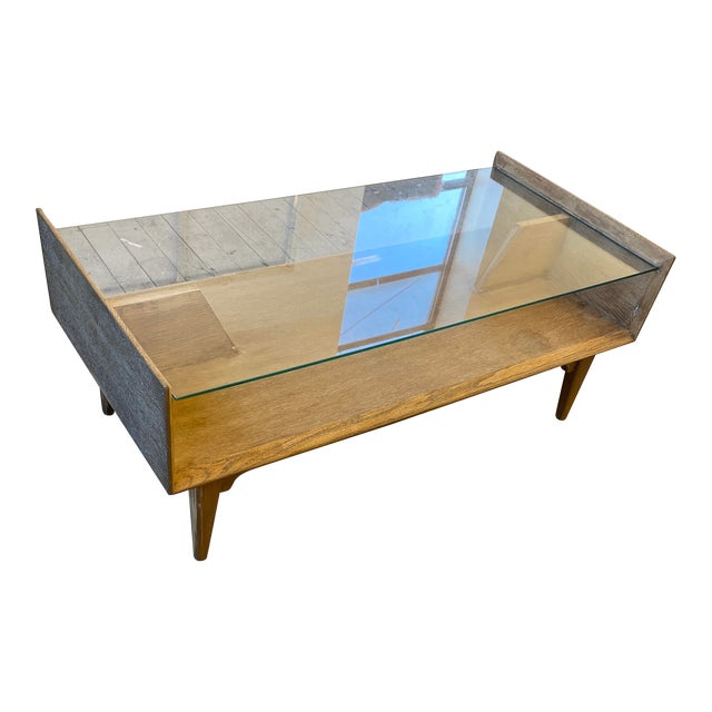 Mid-Century Style Glass Top Coffee Table | Chairish