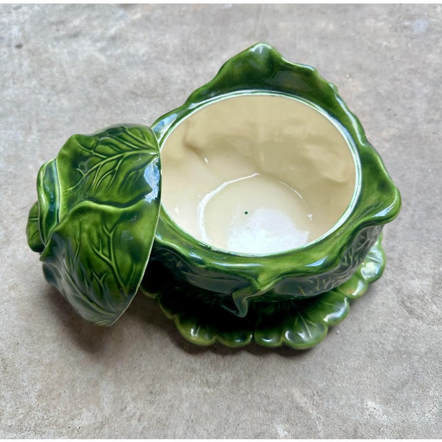 1970s Vintage Holland Mold Cabbage Ware Green Ceramic Tureen With Plate ...