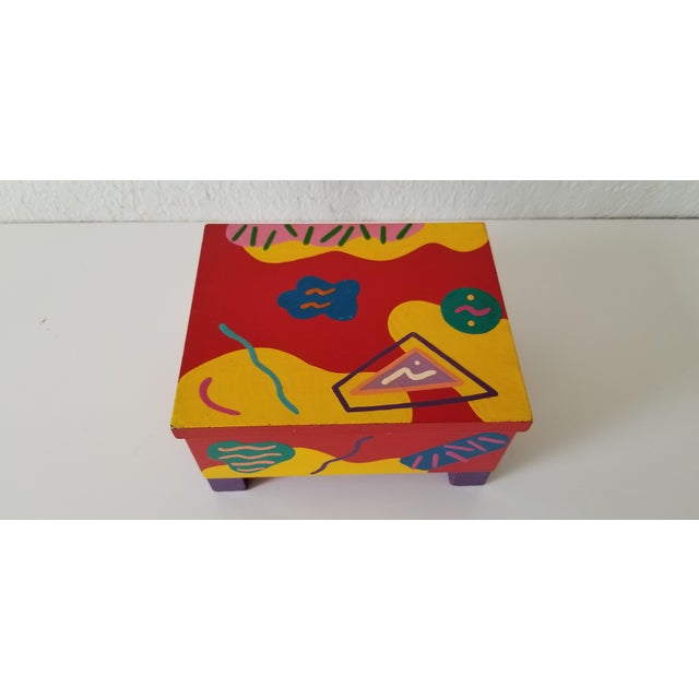 Postmodern Artistic Hand Painted Decorative Box | Chairish