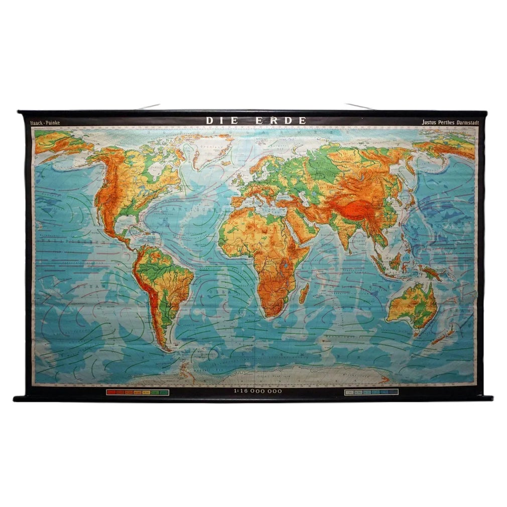 Vintage Mural World Map, 1970s | Chairish