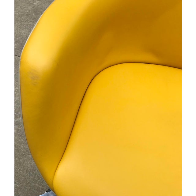 Vintage Mid Century Yellow Eames Style Shell Rolling Desk Chair | Chairish