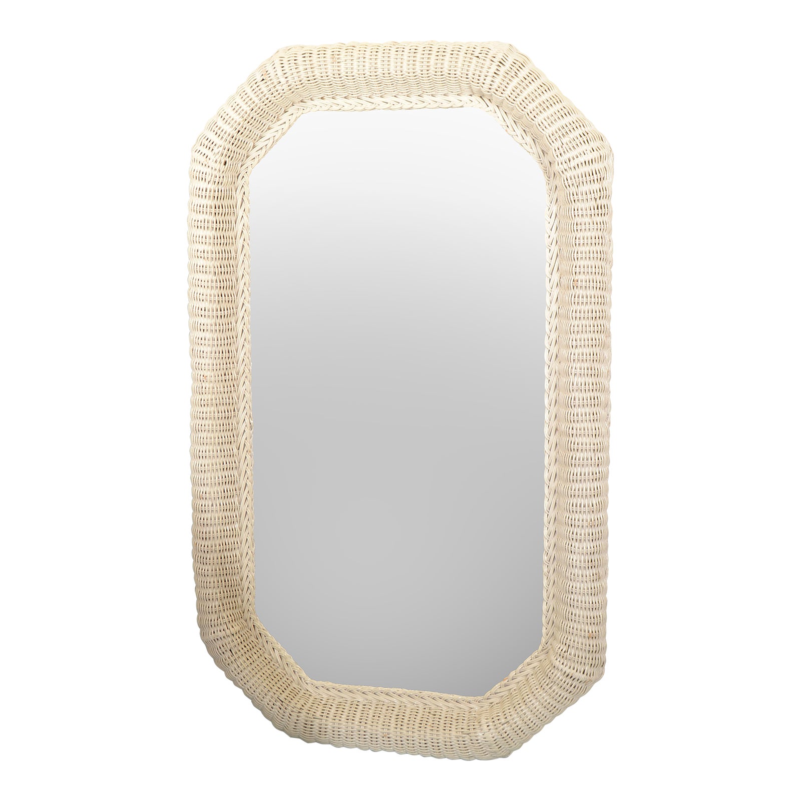 1980s Mid-Century Modern Handwoven Shabby Chic White Wicker Wall Mirror ...
