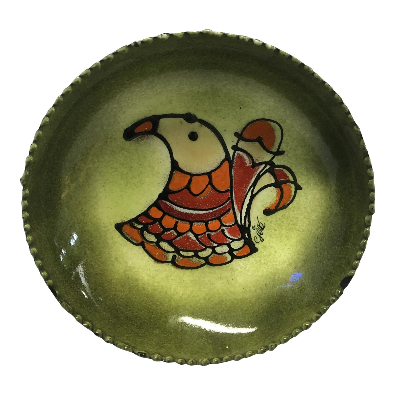 C. Jere Mid Century Modern Enameled Dish | Chairish