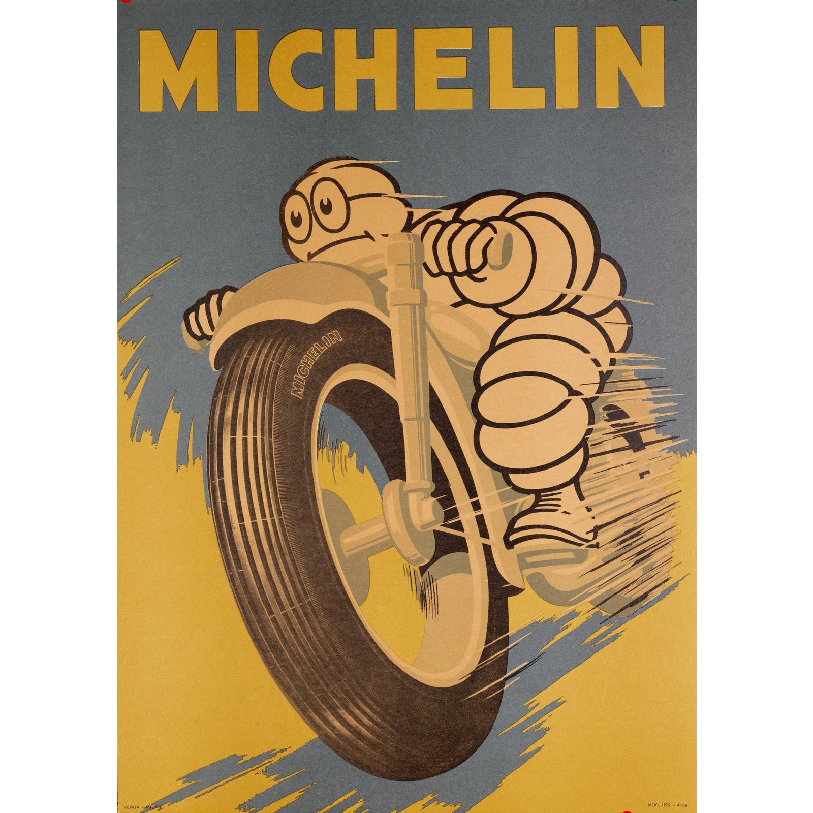 Michelin Bibendum Italian Advertising Poster, 1959 – Original Vintage ...