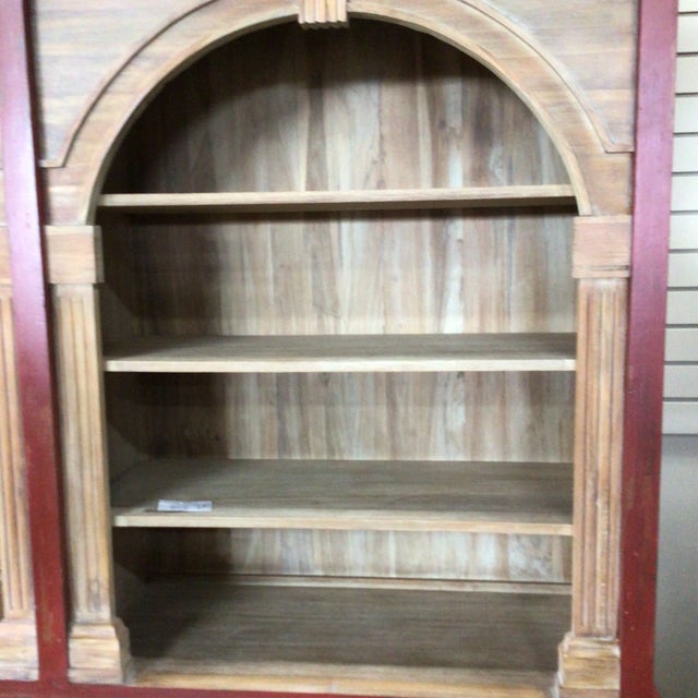 Red Farmhouse Bookcase by GuildMaster | Chairish