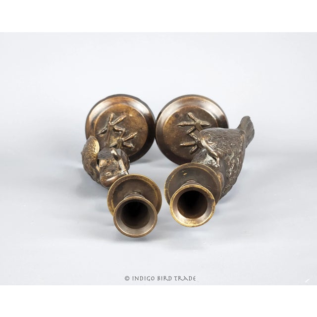 Pair of Mid 20th Century Bronze Bird Butler Candlesticks | Chairish