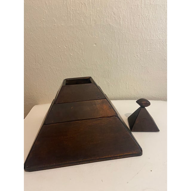 1950’s Wooden Pyramid Three Tiered Box With Velvet-Lined Drawers ...