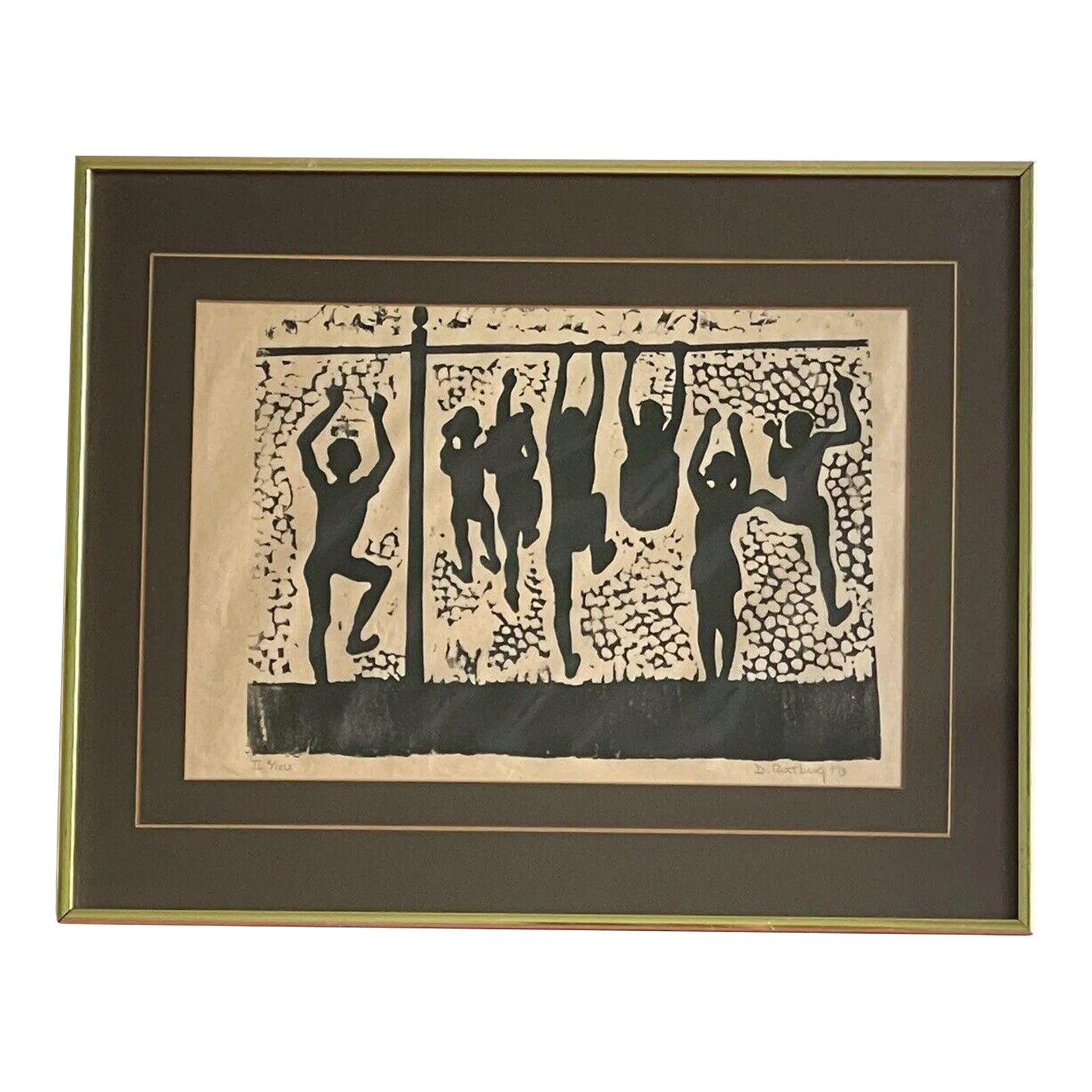 Modernist Urban 1973 Signed Retro Woodblock Print Etching Engraving ...