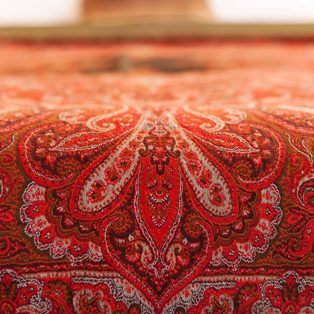 19th Century Antique French Red and Black Cachemere Design Throw | Chairish