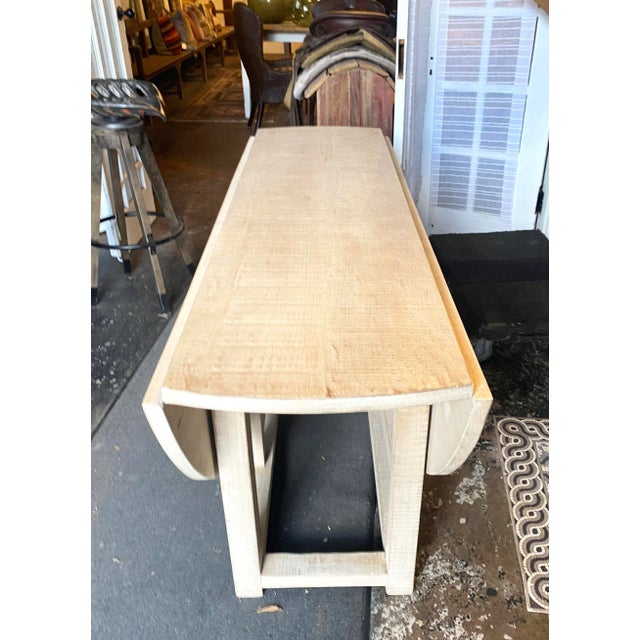 Vintage Dovetail Oval White Washed Rustic Dining Table With Drop Leaf ...