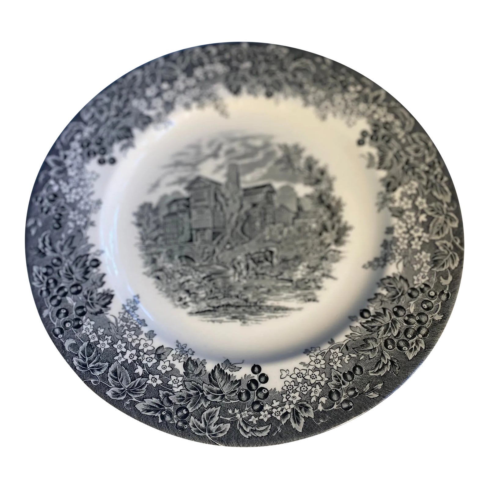 2000s Wedgwood Black Morton’s Hall Dinner Plate | Chairish