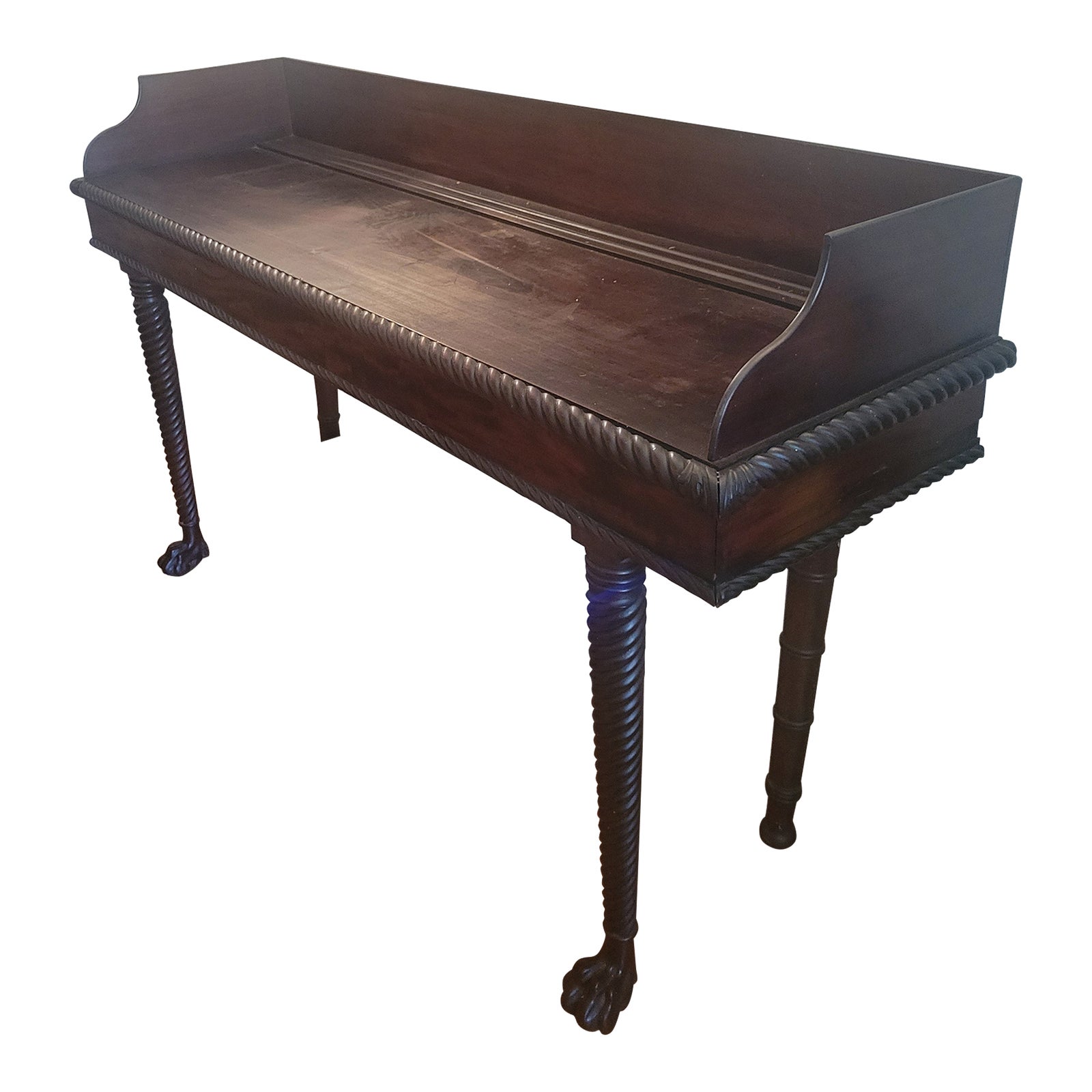 1900s Chippendale Mahogany Console Buffet Table | Chairish