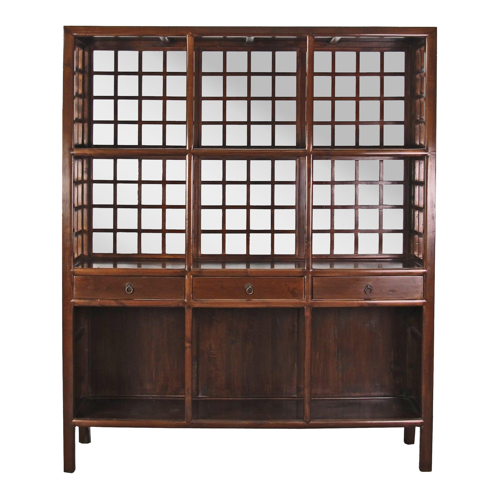 Brown Asian Display Cabinet | Chairish