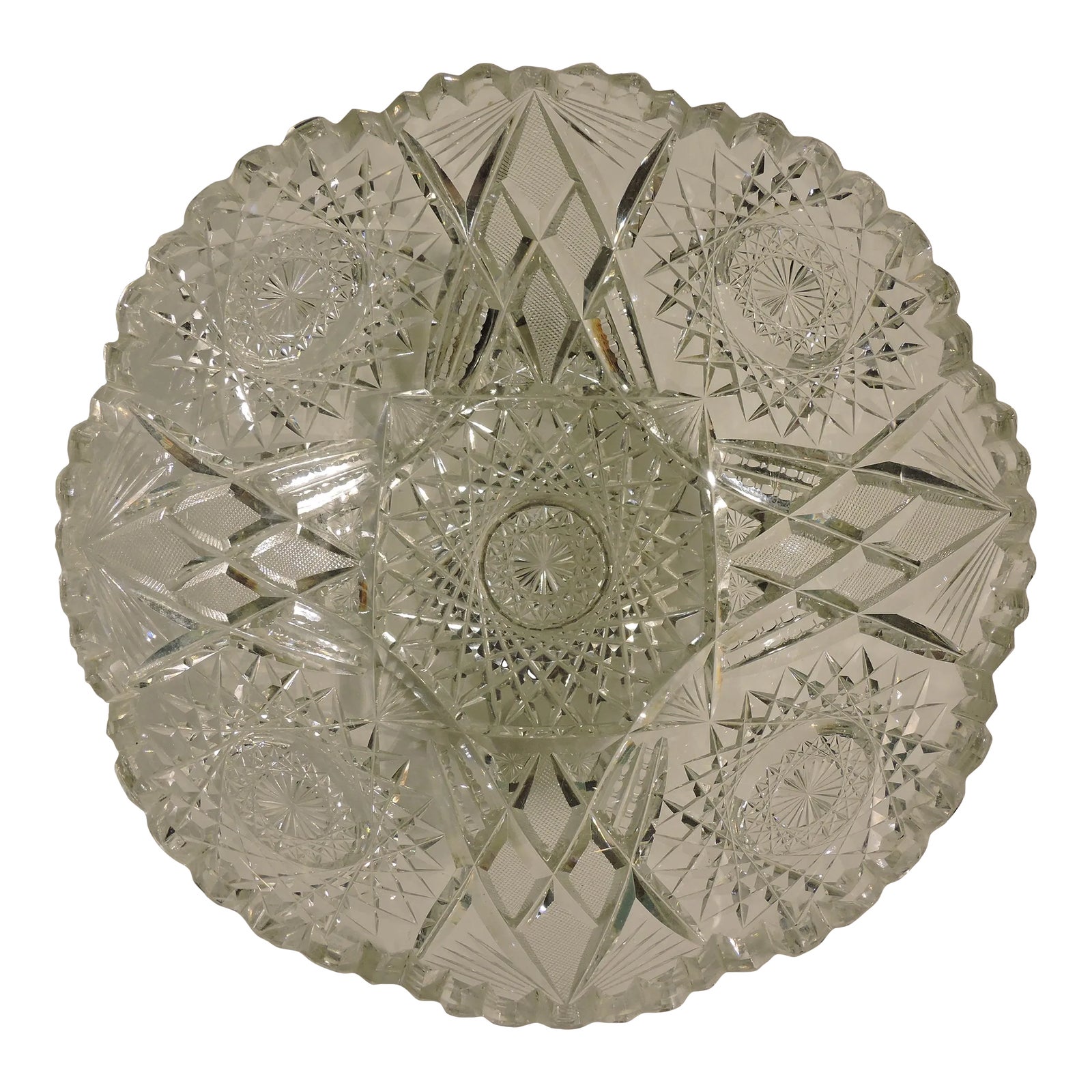 1912 TB Clark & Co American Brilliant Cut Glass Bowl Cut in the Ottawa ...