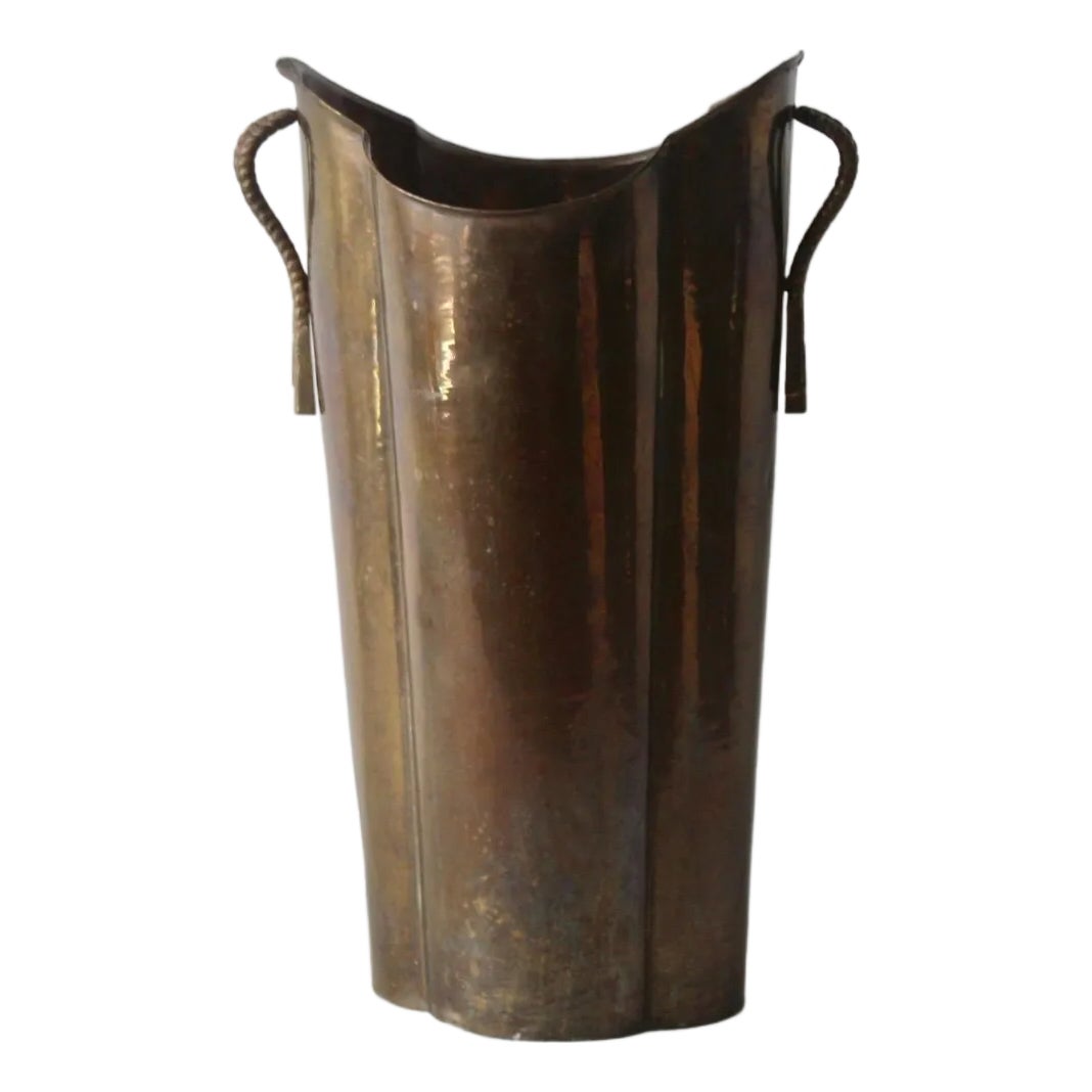 1970s Vintage Italian Style Brass Umbrella Stand or Cane Holder With ...