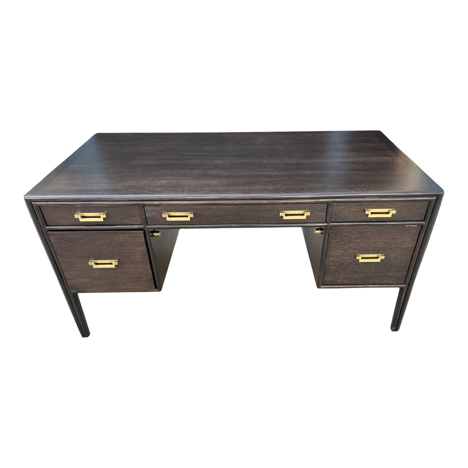 Restored 1960s McGuire Modern Partner Desk – Black Lacquer Finish With ...