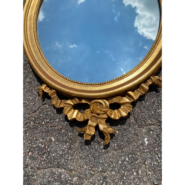 Late 20th Century Italian Gold Giltwood Bow Mirror | Chairish