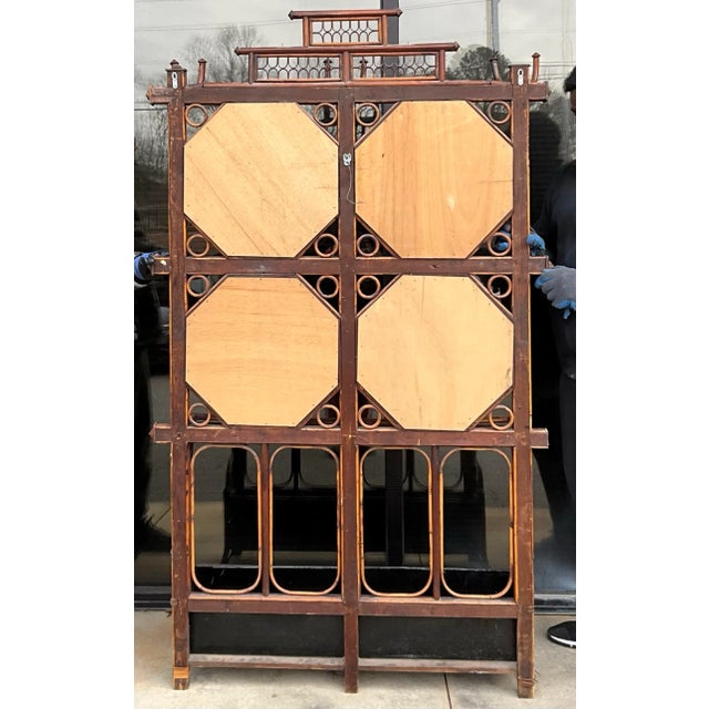 French Bent Bamboo Mirror & Cane Hall Tree / Umbrella Stand / Coat Rack ...