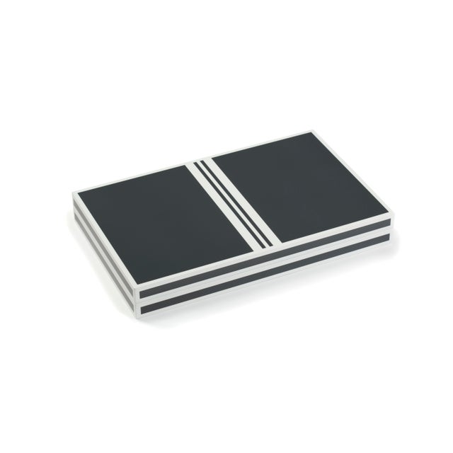 Lacquer Backgammon Set in Grey and White | Chairish