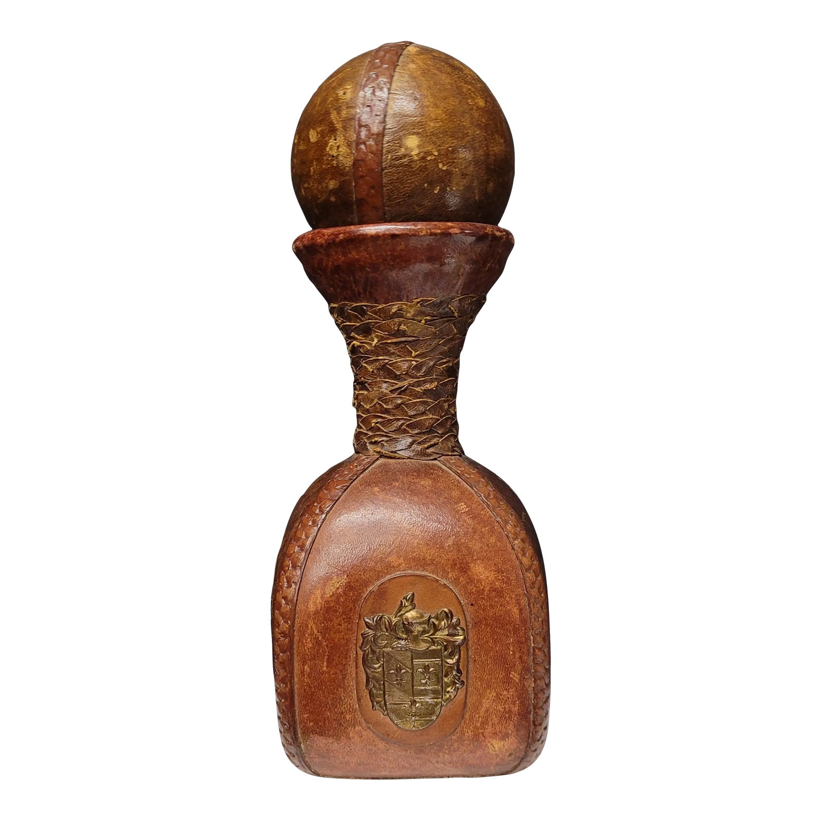 1970s Vintage Leather Wrapped Bottle Italian Decanter, Made in Italy ...