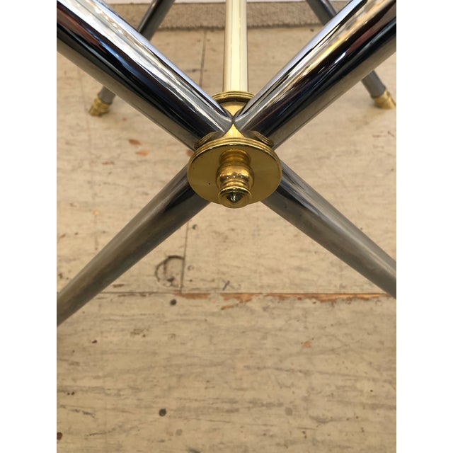 Steel Brass & Glass Tray Table on Stand | Chairish