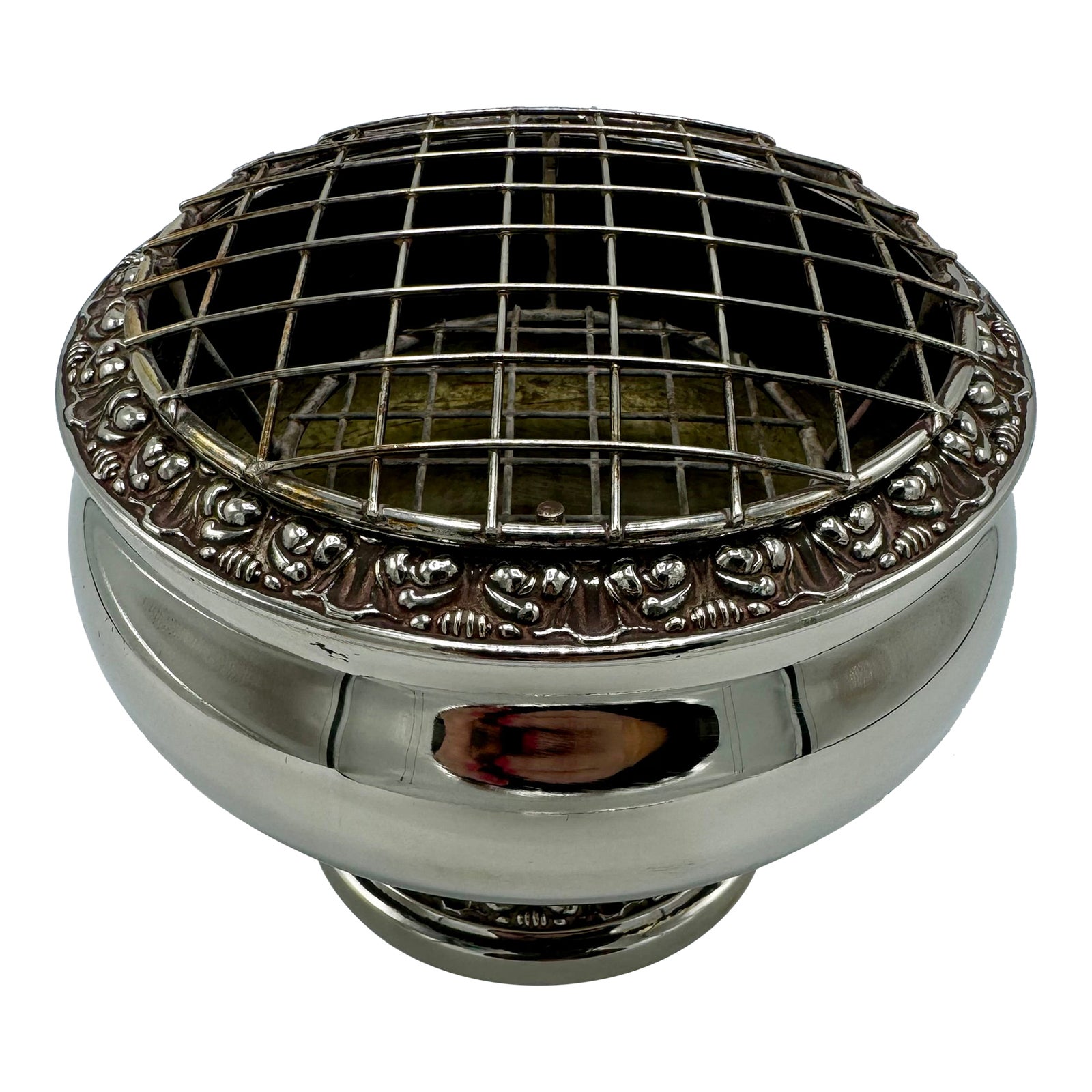 1910-1920 Edwardian Era Silver Plated Rose Bowl Flower Frog Internal ...