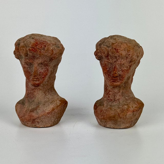 1950s Miniature Vintage Pair of Ceramic Head Busts of David | Chairish