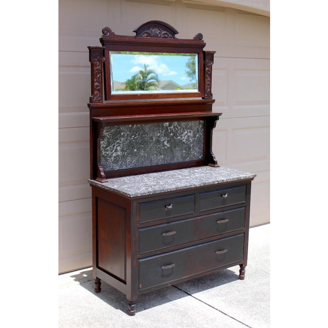Late 19th Century Antique Marble Top Dresser With Swivel Mirror and ...