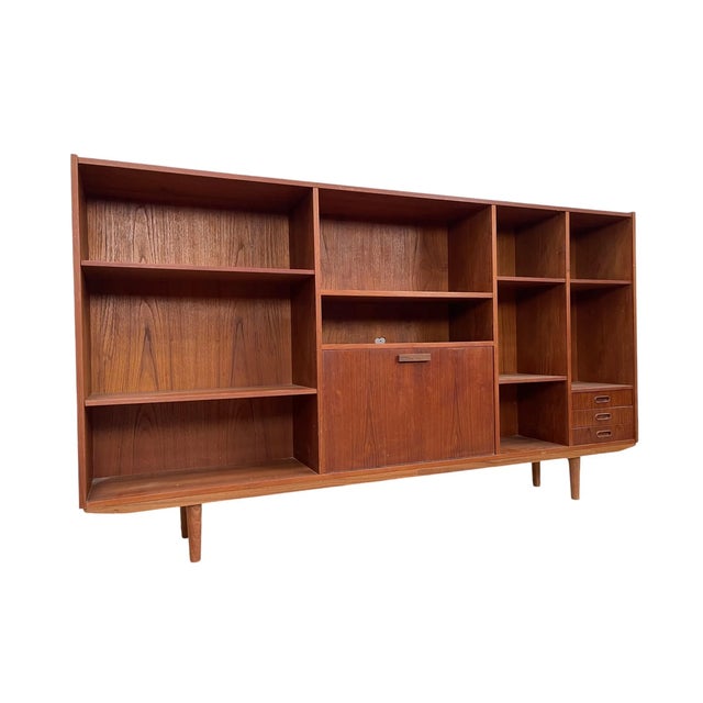 Mid Century Teak Wall Unit Bookcase | Chairish