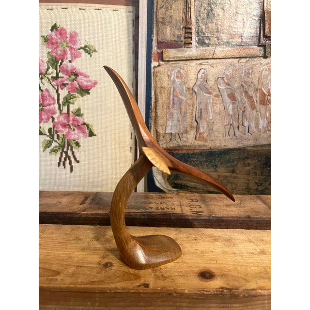 Mid Century Modern Wooden Bird in Flight Sculpture | Chairish