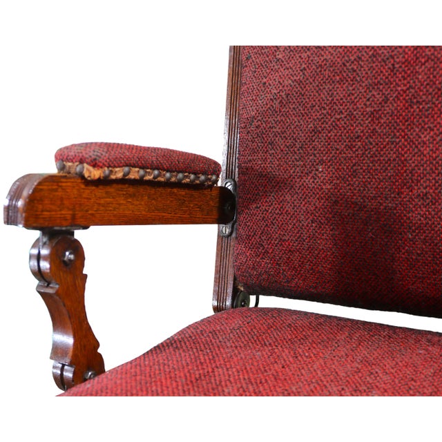 Antique Restored Victorian Upholstered Oak & Cast Iron Platform Rocker ...