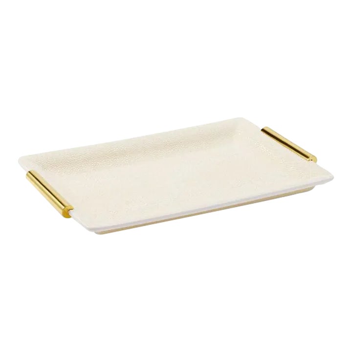 AERIN Faux Shagreen Small Vanity Tray, Cream | Chairish