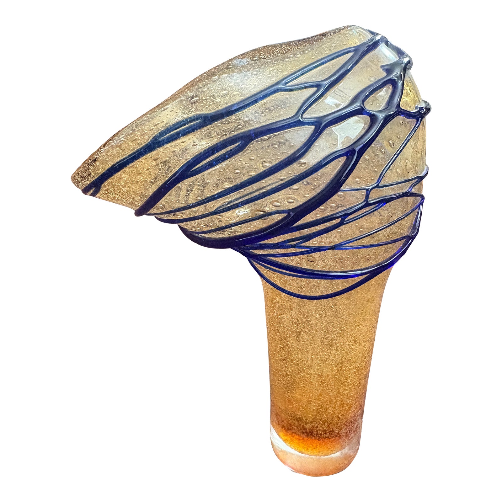 Simone Cenedese Vitro Artistico Murano Pulegoso Vase With Royal Blue ...