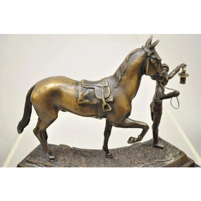 Late 20th Century Delaware Park Bronze Equestrian Rider Jockey Leading ...