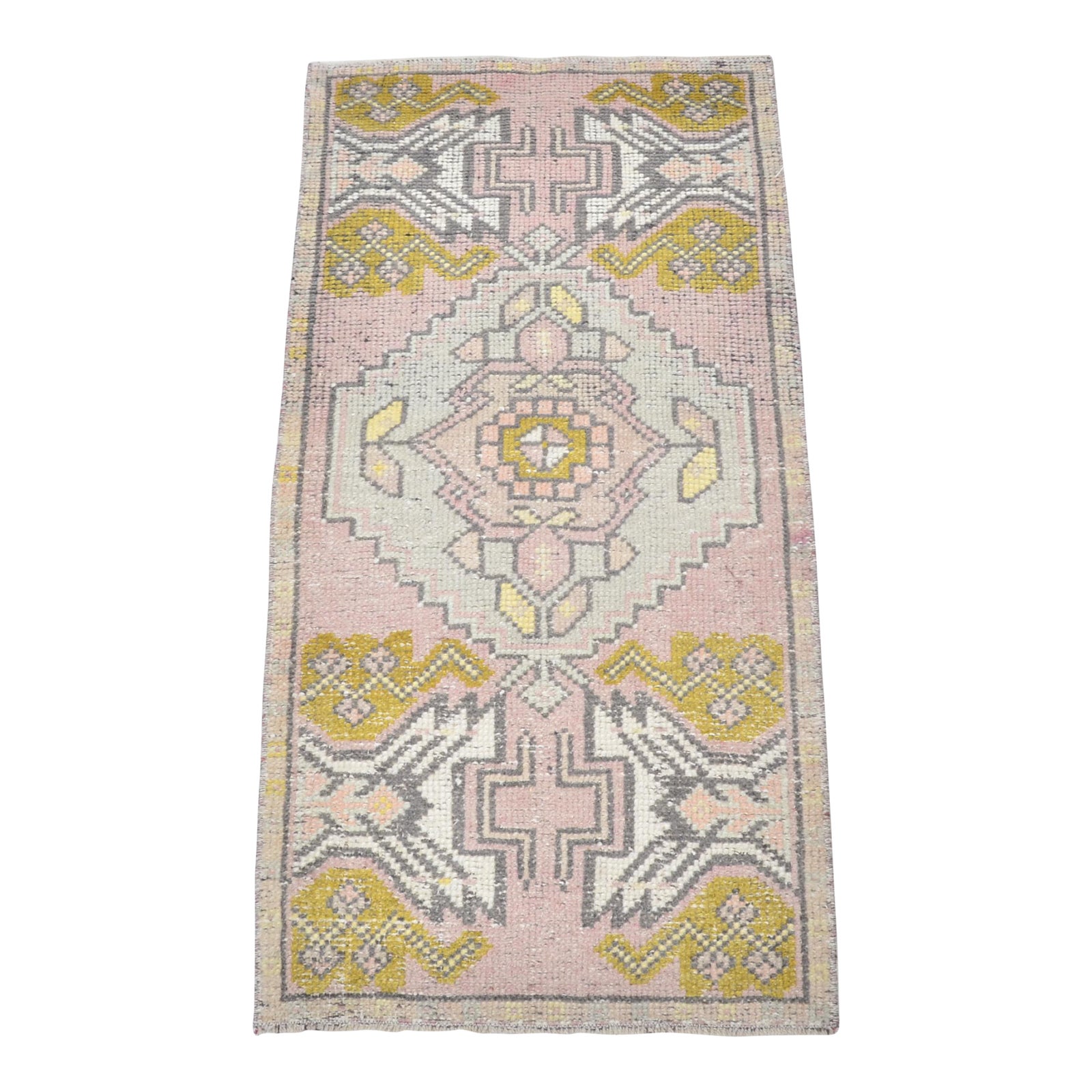 1960s Natural Turkish Handwoven Anatolian Pink Decor Small Rug | Chairish