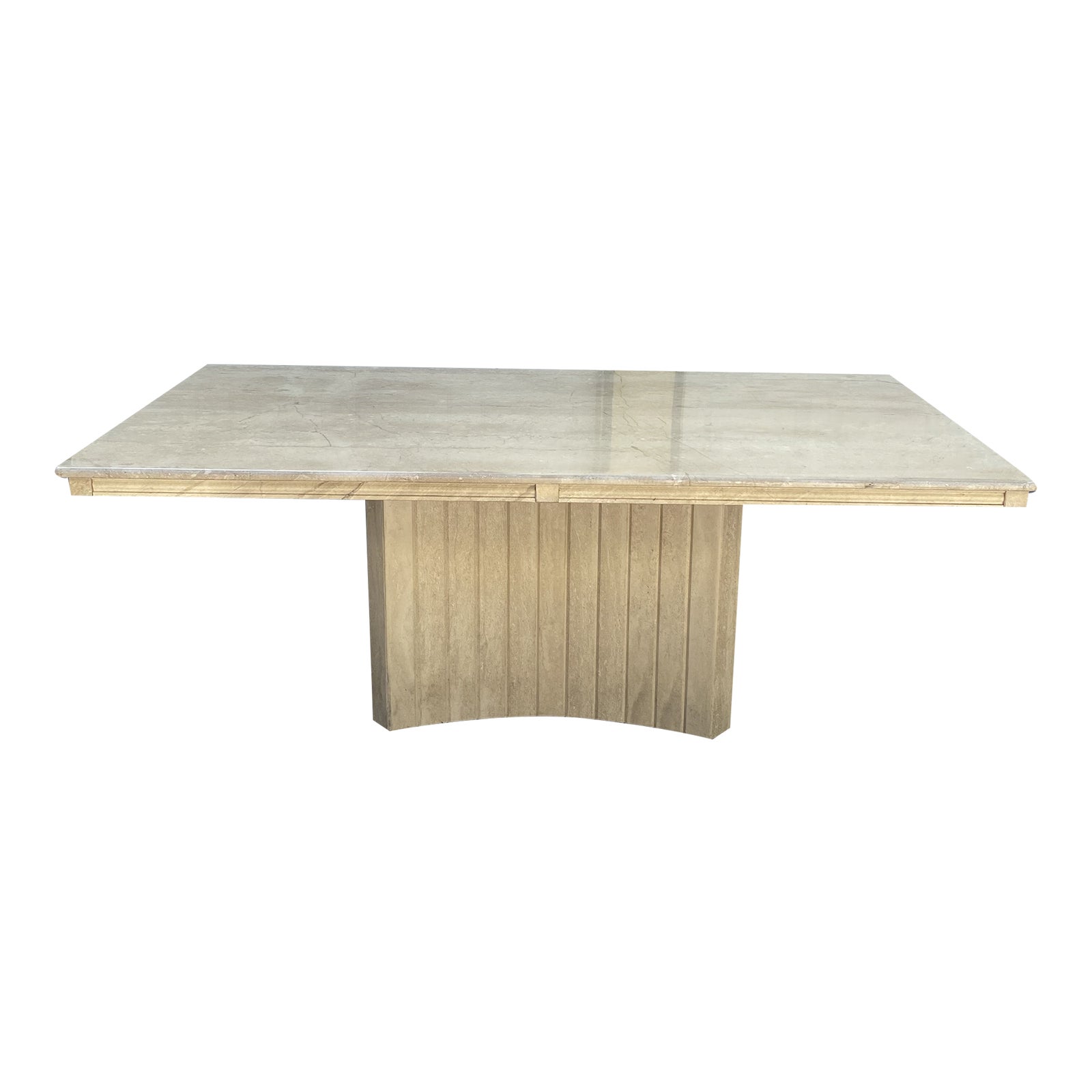 1970s Postmodern Travertine Plinth Dining Table With Faceted Base ...
