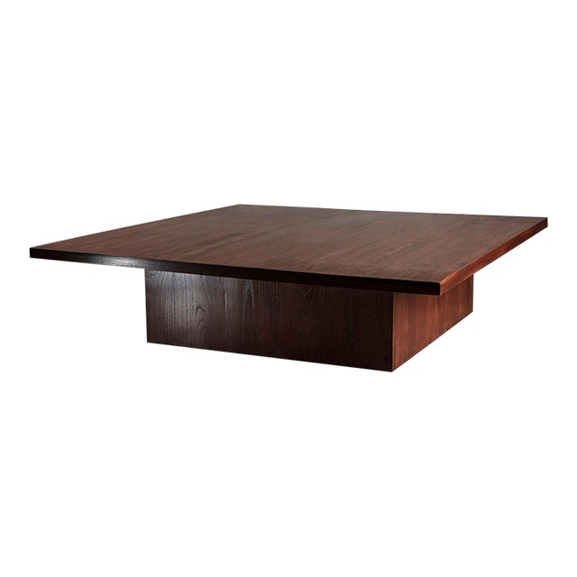 Brown Oak Square Coffee Table | Chairish
