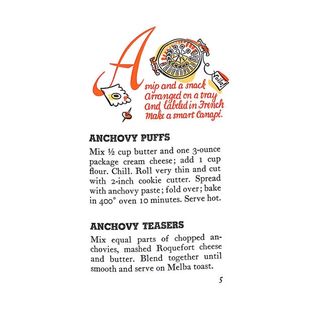 "The Abc of Canapes" 1953 Beilenson, Edna [Recipes By] | Chairish